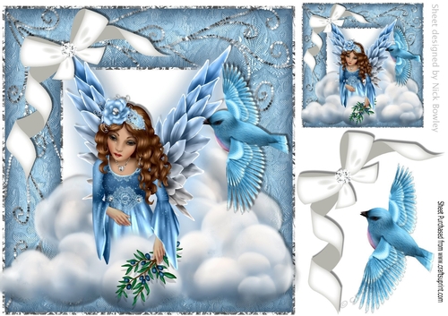 Magical & Mystical beautiful Angel with blue bird 8x8 - CUP763061_415 ...