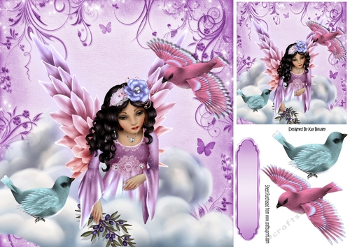 Pretty fantasy angel in lilac with pretty birds 8x8 - CUP763522_415 ...