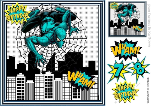 Spider Web Hero in turq in the city 8x8 - CUP768184_415 | Craftsuprint