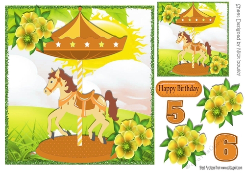 Pretty orange carousel with horse with flowers 8x8 - CUP772860_415 ...