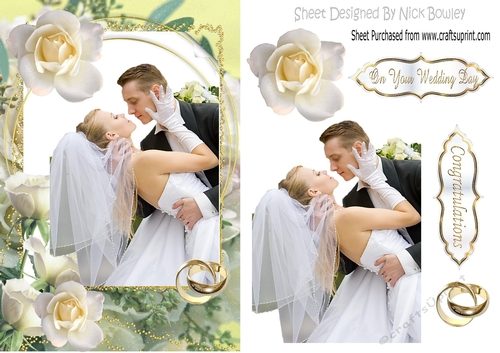 The wedding kiss, with cream roses & rings A5 - CUP775186_415 ...