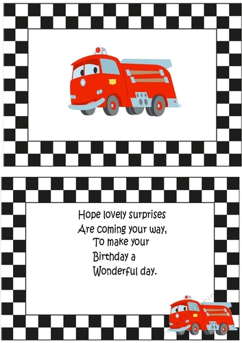 Toony big red fire engine in check frame A5 insert - CUP775828_415 ...