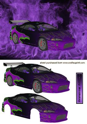 Customized Purple Car with Flames - CUP77628_415 | Craftsuprint