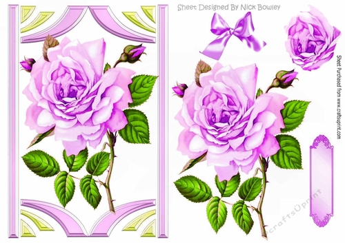 lilac rose in art deco frame with bow - CUP780044_415 | Craftsuprint