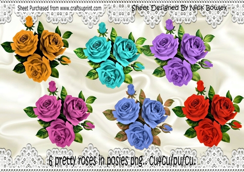 6 Pretty Posies of Coloured Roses png - CUP784879_415 | Craftsuprint