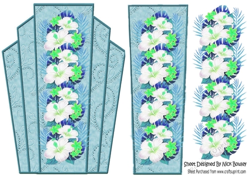 Art deco blue lace frame with a pretty border of spring flowers ...