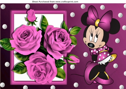 I Just love pink roses, with cute little minnie mouse A4 - CUP791082 ...