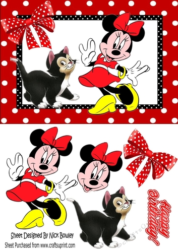 Little Minnie mouse with her pet kitty in dot frame - CUP791181_415 ...