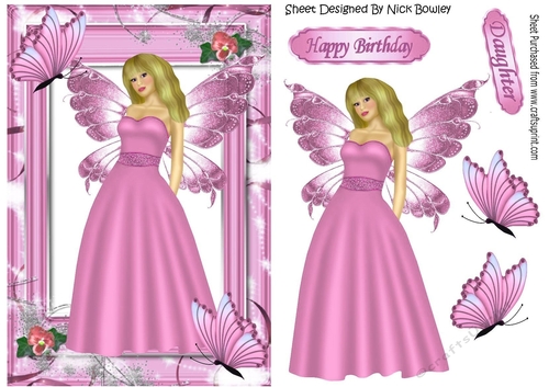 pretty faerie in pink with butterflies in flower frame - CUP792291_415 ...