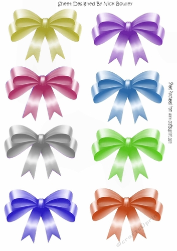 8 coloured bows (set 2) - CUP794016_415 | Craftsuprint