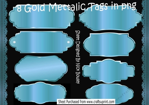 8 blue Mettalic Tags (set 3) png - CUP796284_415 | Craftsuprint