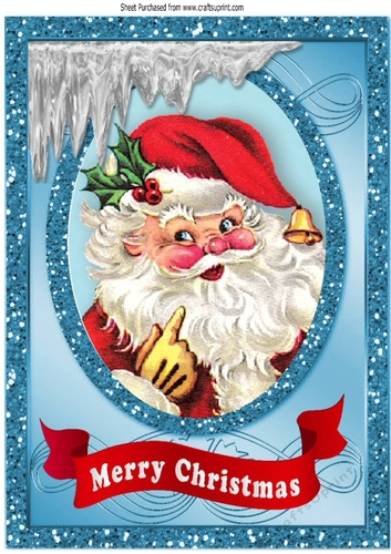 lovely santa in glitter oval frame A4 - CUP798706_415 | Craftsuprint