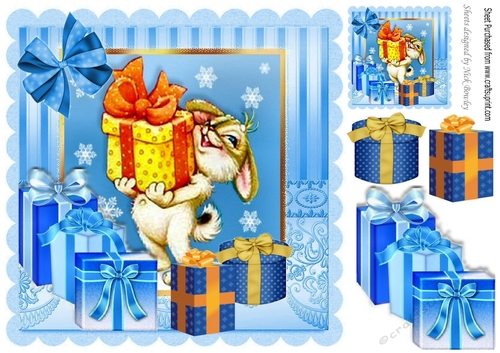 too many presents to carry cute christmas bunny 8x8 - CUP816269_415 ...
