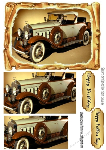 old scroll with brown vintage car with A5 - CUP818311_415 | Craftsuprint
