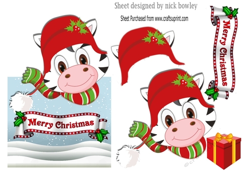 lovely Zebra in santa hat over the edge - CUP819139_415 | Craftsuprint