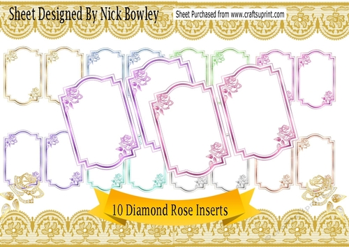 10 Lovely coloured Diamond Roses ornate Inserts/cardfronts A5 ...