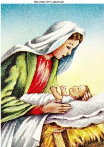 Lovely scene with mary and baby jesus with candle & star A4 - CUP826094 ...