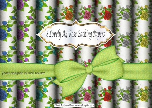 8 Lovely A4 Roses Backing Papers - CUP833194_415 | Craftsuprint