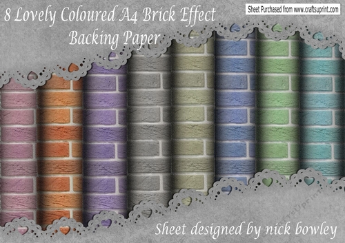 8 Lovely A4 Coloured Brick Effect Backing Papers - CUP833403_415 ...