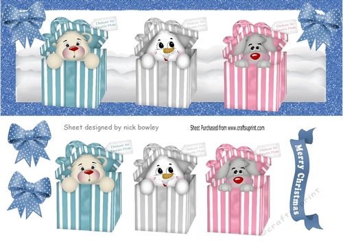 cute christmas peek a boo boxes with blue spot bows DL - CUP834318_415 ...