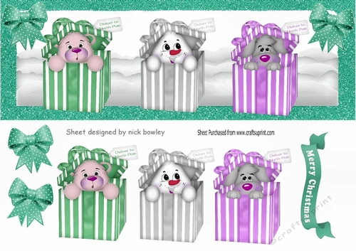 cute christmas peek a boo boxes with turq spot bows DL - CUP834327_415 ...