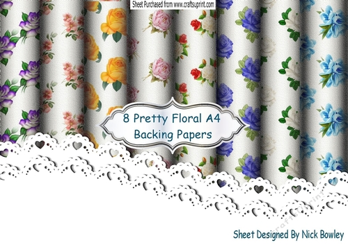 8 Lovely A4 Floral Backing Papers - CUP835198_415 | Craftsuprint