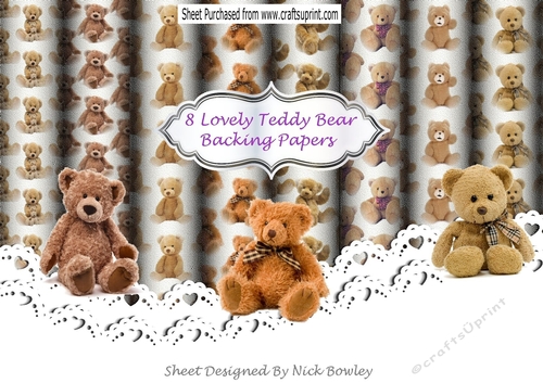 8 Lovely Teddy Backing Papers - CUP839698_415 | Craftsuprint