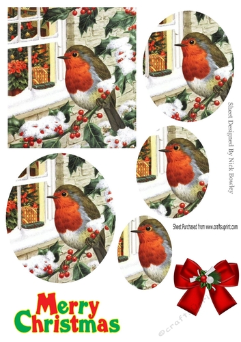 Lovely robin in the snow round pyramids - CUP841457_415 | Craftsuprint