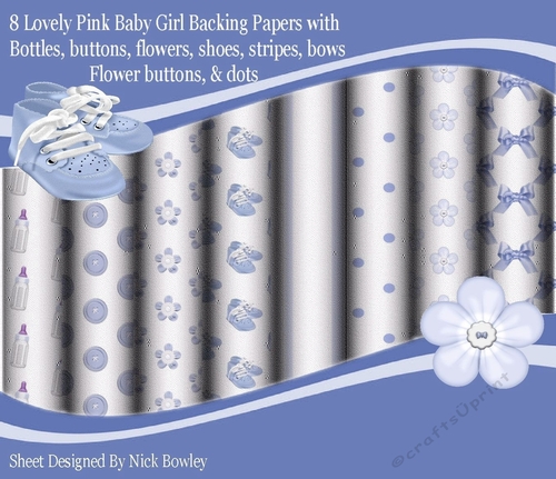 8 lovely blue baby boys backing paper - CUP841758_415 | Craftsuprint