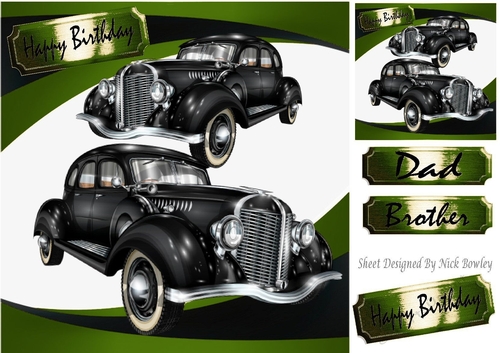 Lovely Vintage car in green abstract frame 8x8 - CUP842875_415 ...