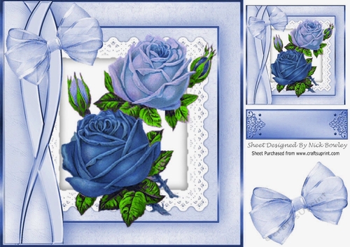 pretty vintage blue roses on lace in ornate frame 8x8 - CUP844326_415 ...