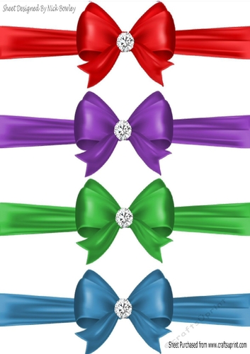 Lovely coloured border bows with a diamond in the centre (set one ...