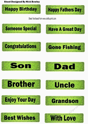 14 Denim Green (male) tags with black sentiments - CUP845276_415 ...