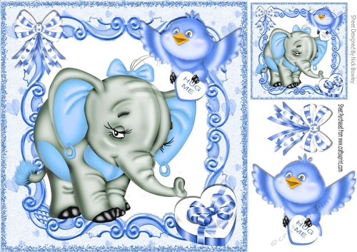 I Need a Hug! lovely ele with cute blue bird bird 8x8 - CUP850776_415 ...