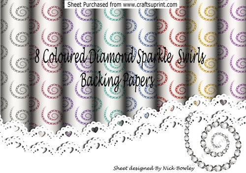 8 Lovely Coloured Sparkling Diamond Swirl Backing Papers - CUP857562 ...
