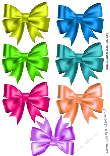 7 Pretty Coloured Bows (set 2) - CUP871691_415 | Craftsuprint