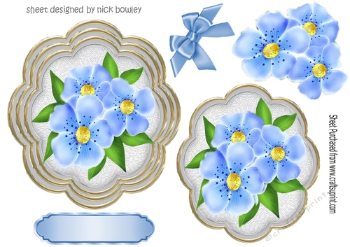 pretty blue flowers on a ornate topper with corner bows - CUP873796_415 ...