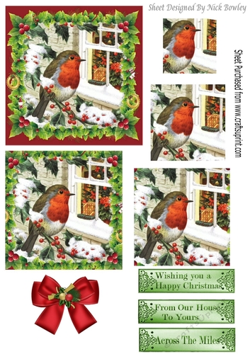 lovely robin in the snow in christmas holly frame with bow pyramids ...