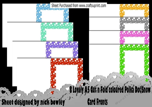 8 Lovely Coloured Polka Dot/Snow A5 Cut n Fold Cards Bumper Kit ...