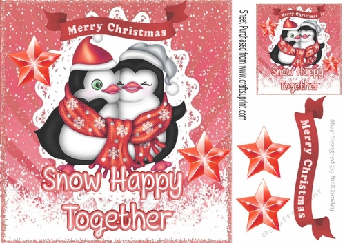 Cuddle Penguins snow happy together in snow frame 8x8 - CUP896087_415 ...