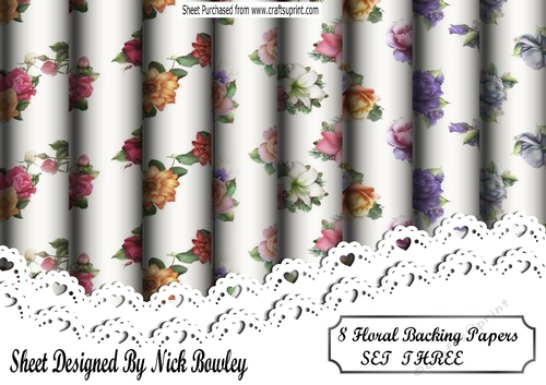 8 Lovely A4 Coloured Flowers backing paper (set 3) - CUP898402_415 ...