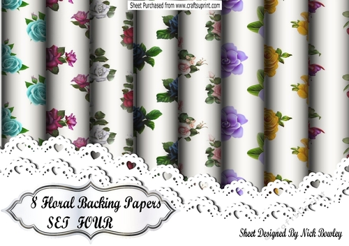 8 Lovely A4 Coloured Flowers backing paper (set 4) - CUP898477_415 ...