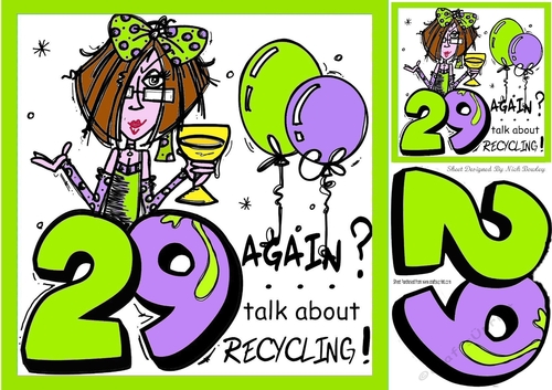 Birthday Girl! I am 29 Again, in lime green with champers 8x8 ...