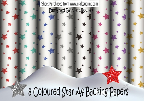 8 Lovely A4 Coloured Stars backing papers - CUP899982_415 | Craftsuprint
