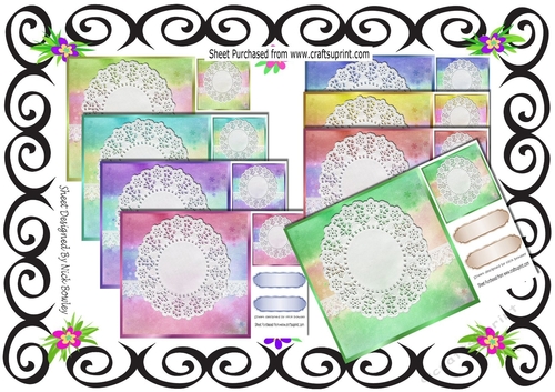 8 pretty rainbow and lace with borders 8x8 card fronts 8x8 - CUP911481 ...