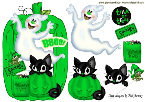 Green Boo Ghost with frog A5 - CUP917032_415 | Craftsuprint