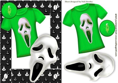 Scream Mask with green t shirt A5 - CUP917037_415 | Craftsuprint