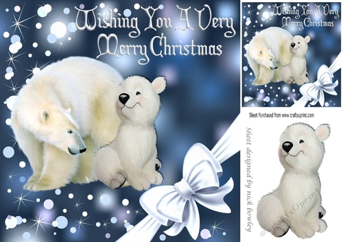 Polar bear and baby in christmas frame 8x8 - CUP919823_415 | Craftsuprint