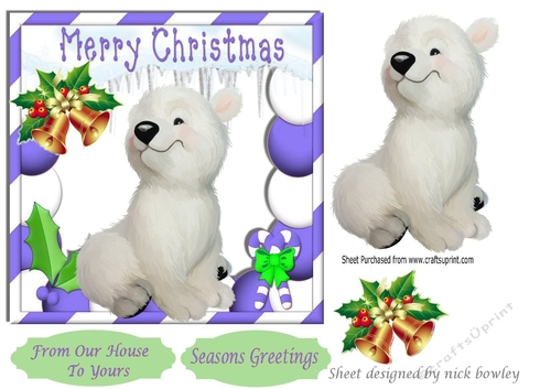 cute baby polar bear in purple festive christmas frame - CUP919850_415 ...