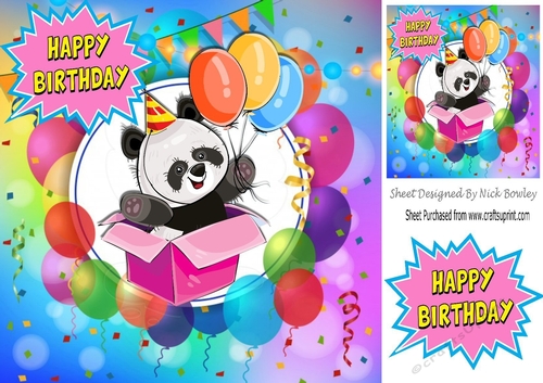 Cute panda in a surprise box with balloons 8x8 - CUP928367_415 ...